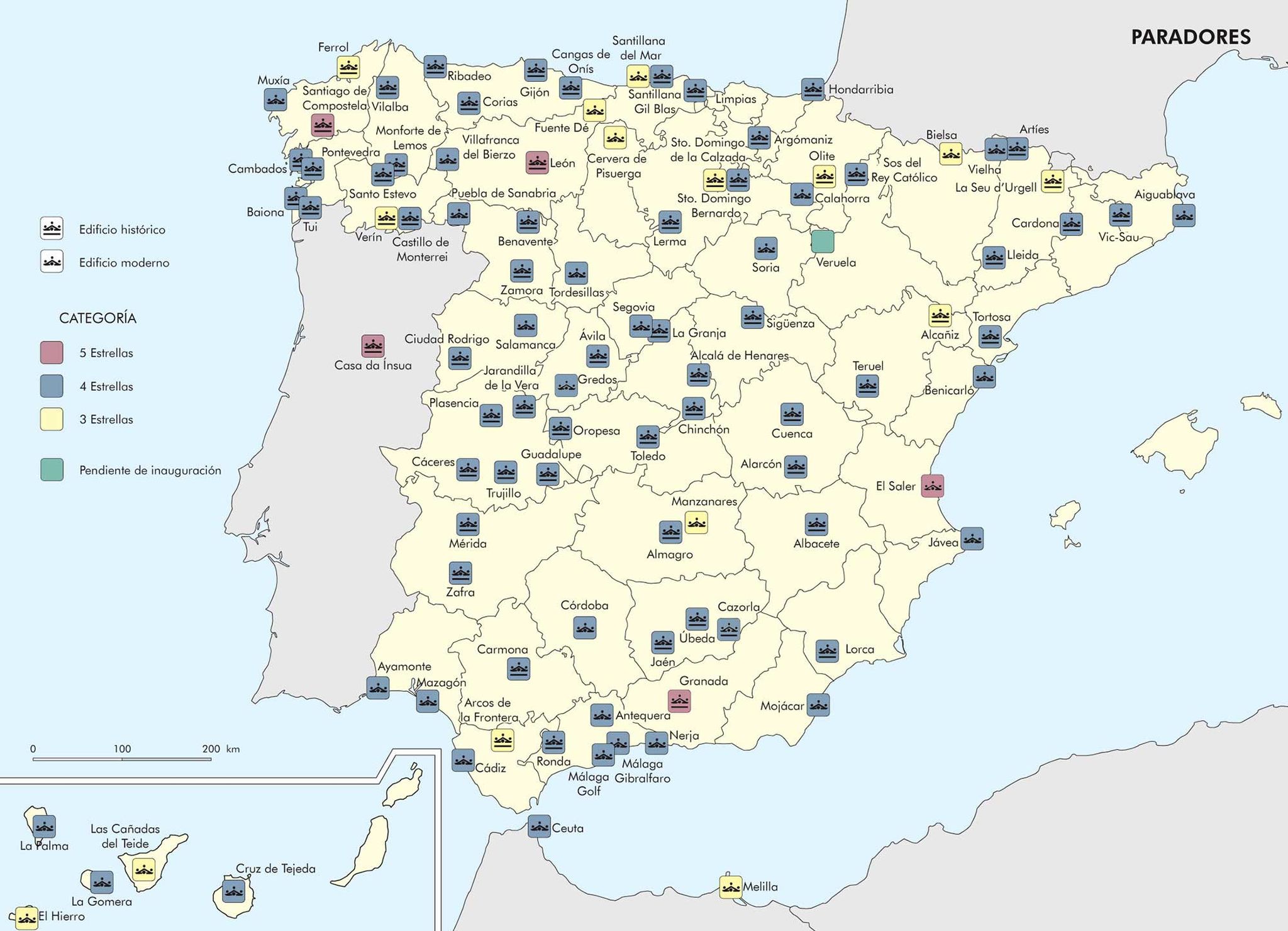 ¿Cuántos Paradores Nacionales hay en España? Mapa con todos ellos ...