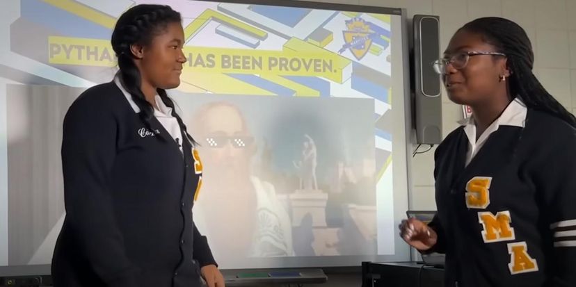 2 estudiantes de secundaria demuestran el teorema de Pitágoras usando ...