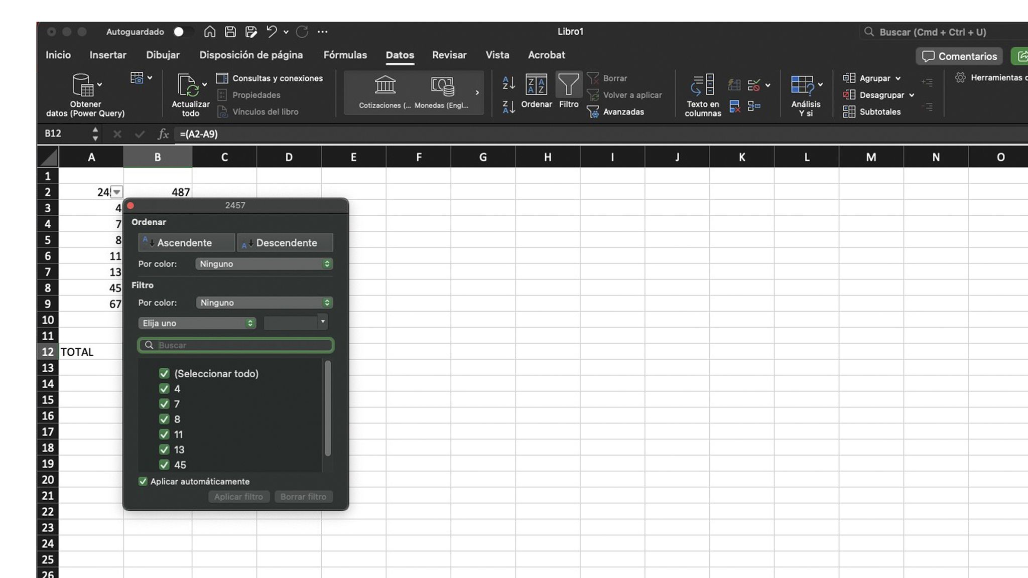 Cómo sumar y restar en Excel
