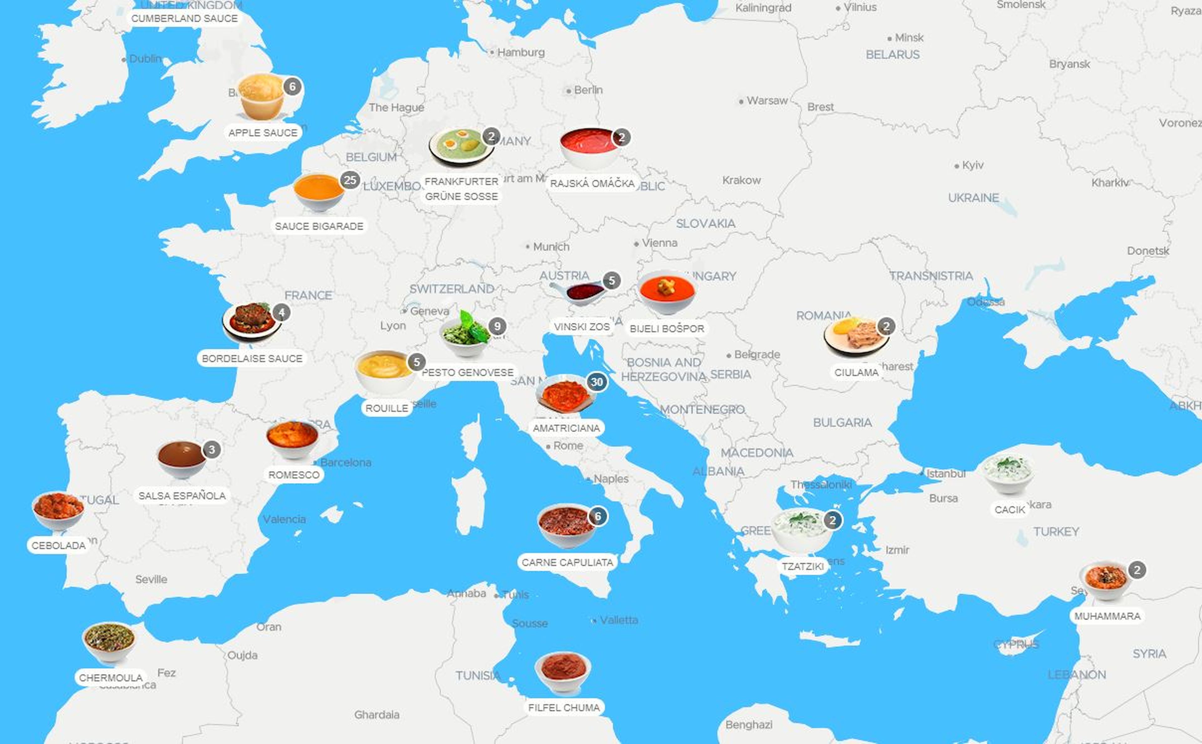 ¡Toma pan y moja! El mapa con las salsas más famosas del mundo